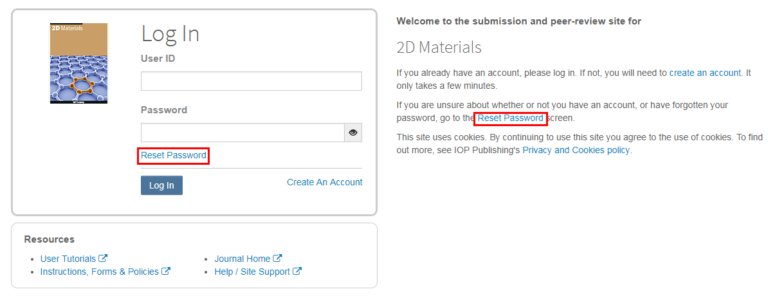 How to reset your password on ScholarOne - IOPscience - Publishing Support