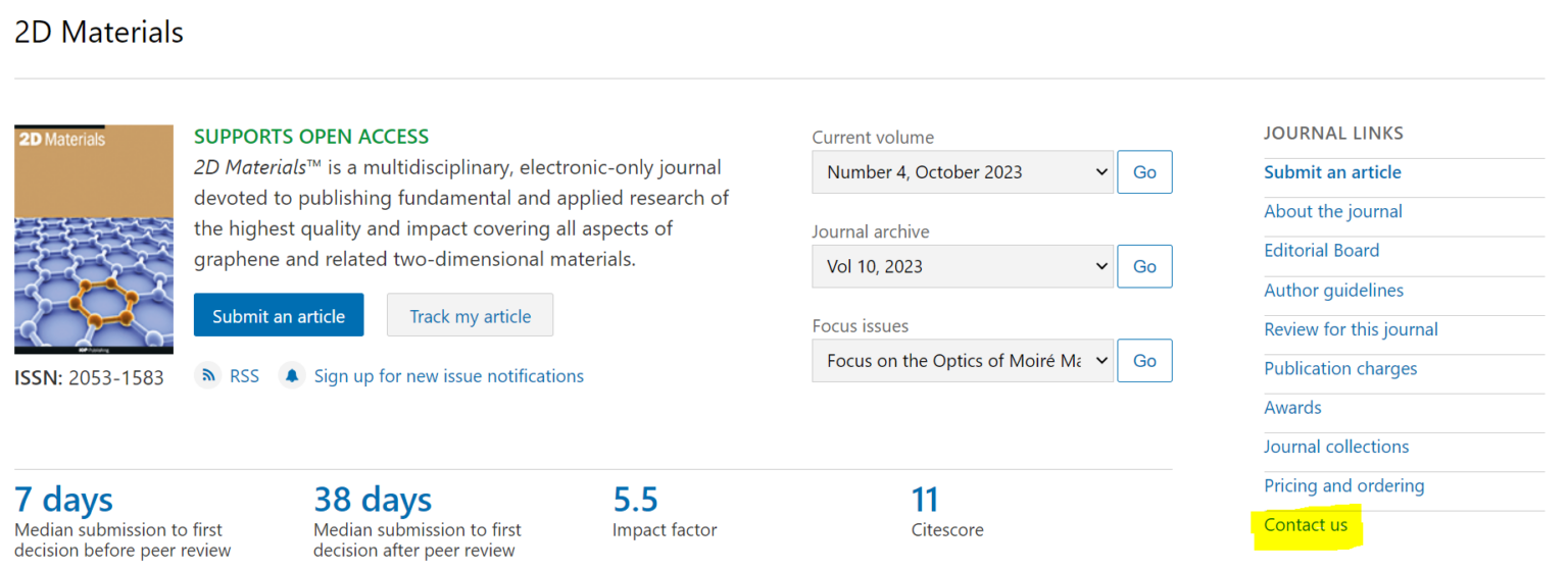 Contact us - IOPscience - Publishing Support
